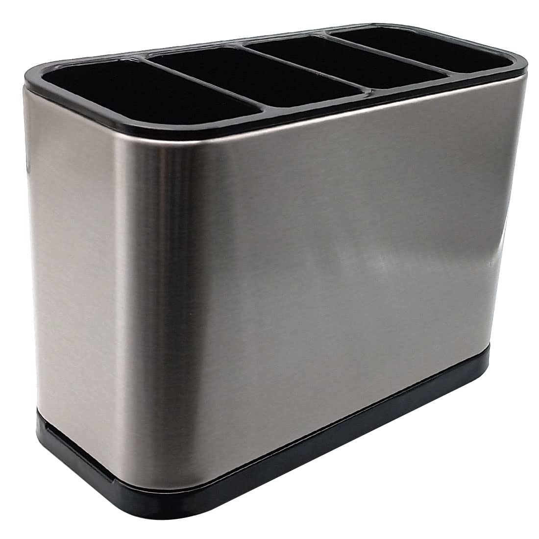 Stainless Steel Kitchen Utensil Holder for countertop, 4 Divider Drip Tray ABS Anti Slip Kitchen Counter, Utensil Caddy Storage, 7.08 x 5.03 x 3.34β inch