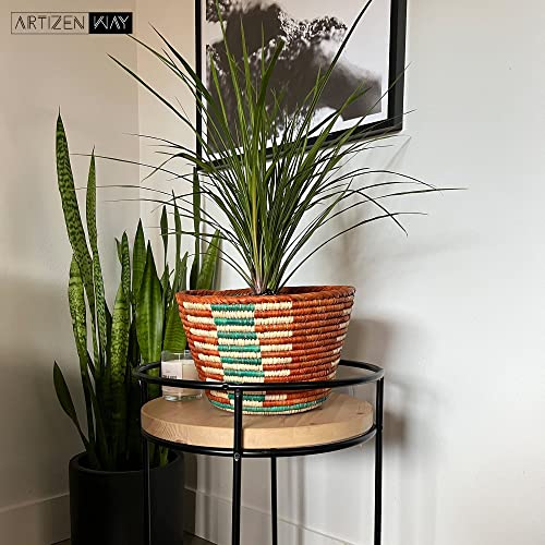 Artizenway Handmade Boho Plant Basket - Woven Planter Baskets - Plant Pot Cover Baskets for Plants - Date Palm Leaves Decorative Pattern Baskets - Storage Organizer (set of 3, Horizontal)