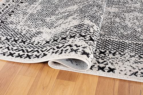 Rugshop Bohemian Distressed Border Stain Resistant High Traffic Living Room Kitchen Bedroom Dining Home Office Area Rug 5'x7' Black