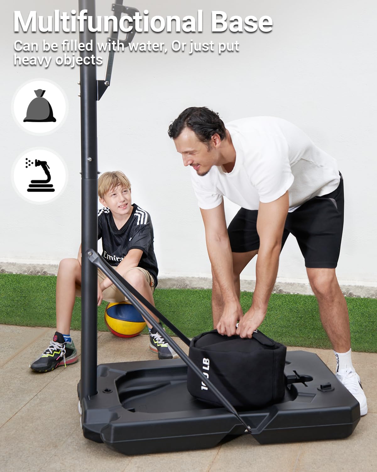WIN.MAX Portable Basketball Hoop Quickly Height Adjusted 4.9-10ft Outdoor/Indoor Basketball Goal System with 44 inch Backboard and Wheels for Adults