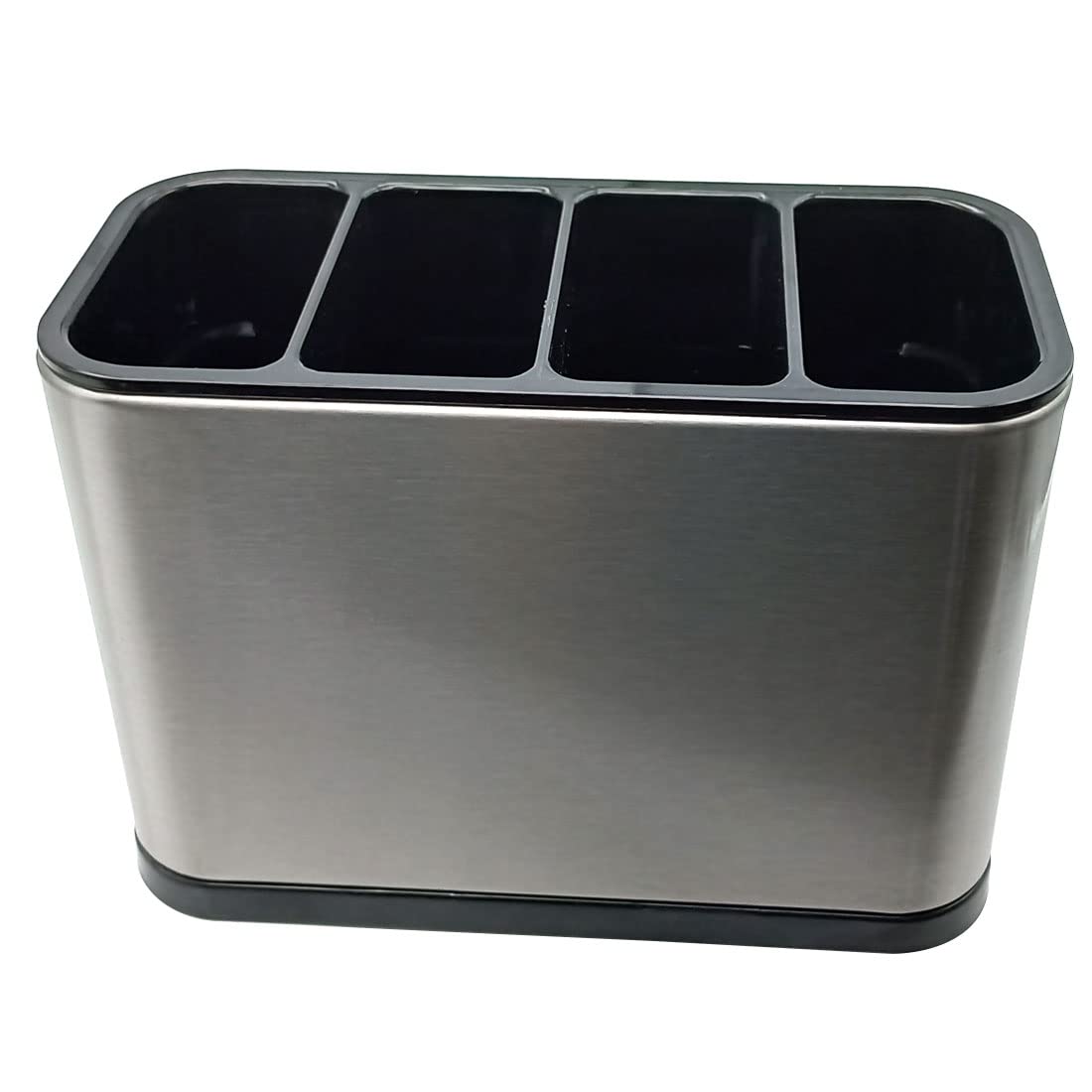 Stainless Steel Kitchen Utensil Holder for countertop, 4 Divider Drip Tray ABS Anti Slip Kitchen Counter, Utensil Caddy Storage, 7.08 x 5.03 x 3.34β inch