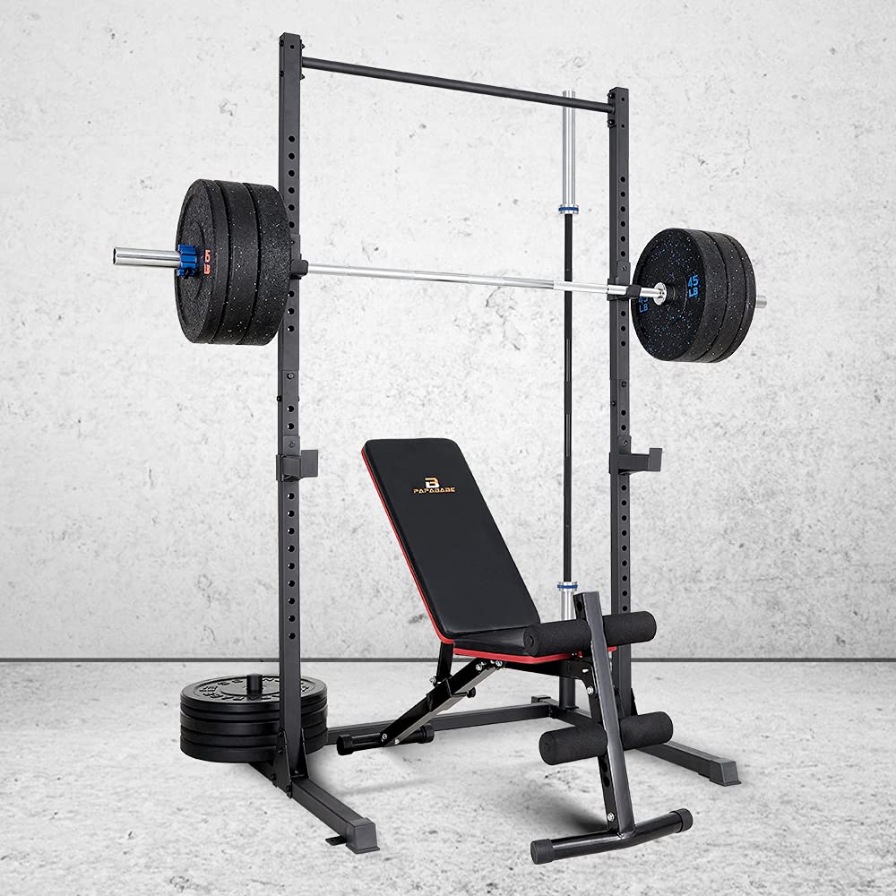 papababe Power Rack Power Cage Workout Station Home Gym for Weightlifting Bodybuilding and Strength Training (800LB Capacity +2 Extra J-Hooks)