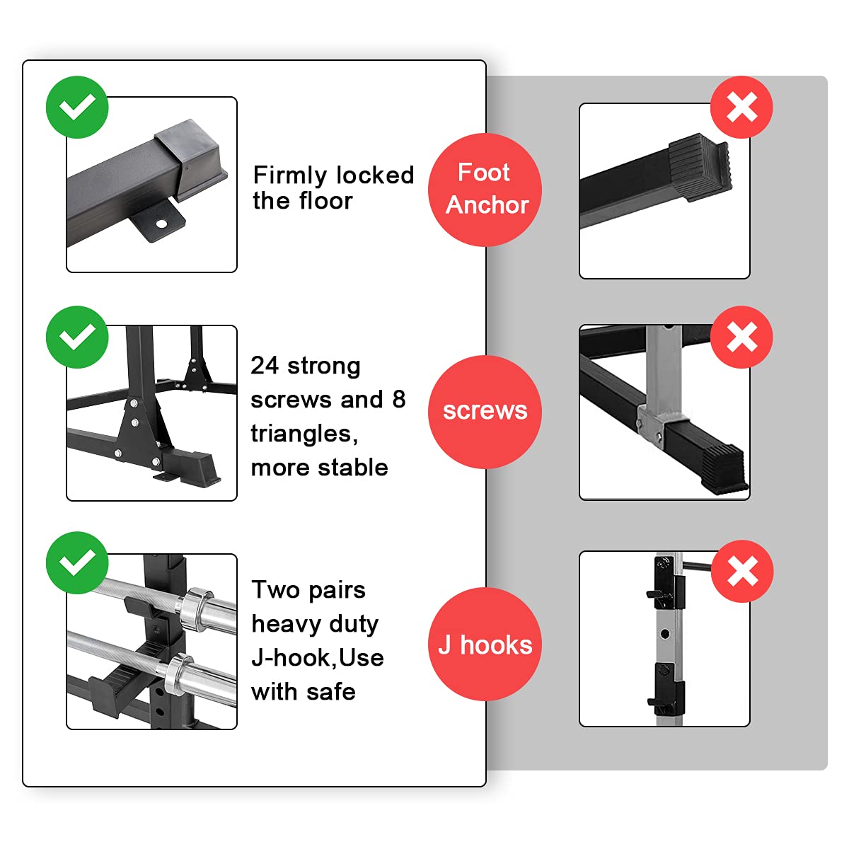 papababe Power Rack Power Cage Workout Station Home Gym for Weightlifting Bodybuilding and Strength Training (800LB Capacity +2 Extra J-Hooks)