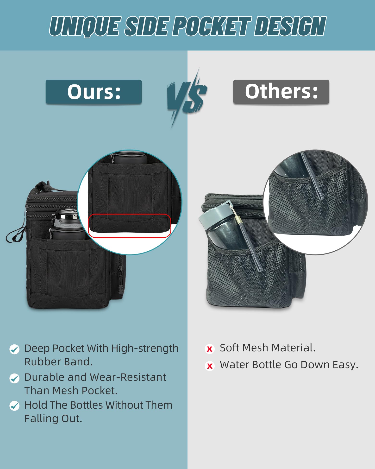 HSHRISH Tactical Lunch Box, Large Expandable Insulated Lunch Bag, Durable Waterproof Leakproof Cooler Bag for Adults/Men/Women/Work Outdoor Picnic Trips, 20 Cans/15 L, Black