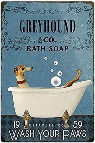 Greyhound Dog Metal Tin Sign Greyhound Co. Bath Soap Funny Poster Cafe Living Room Bathroom Kitchen Home Art Wall Decoration Plaque Gift