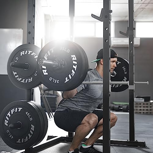 RitFit PPC01 Power Cage, 1000LB Capacity Power Rack Full Home Gym for Weightlifting, Come with J-Cups, Plate Holders and Other Attachments (Basic Version)-Black