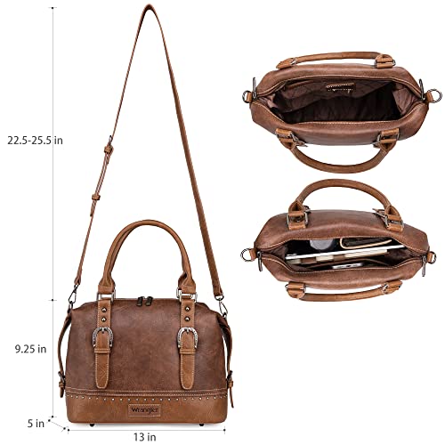 Wrangler Hobo Crossbody Bag Top Handle Small Satchel Purse Shoulder Handbag with Smooth Leather for Women,B2B-WG48-S5110BR