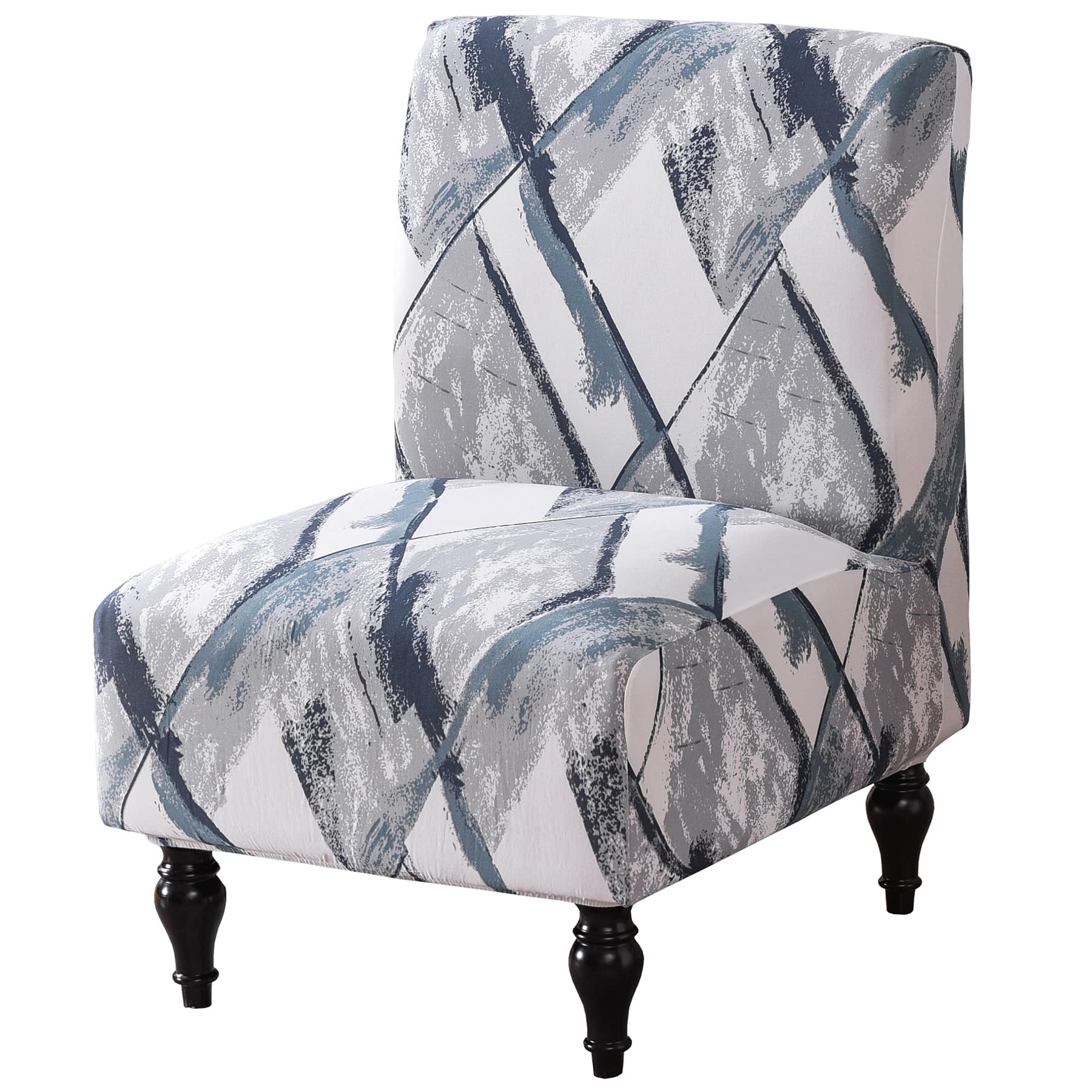 Jusmate Armless Accent Chair Cover Slipcover, Stretch Chair Slipper Super Fit Armless Chair Furniture Protector Cover Slipcover for Living Room Hotel (Blue/Grey)