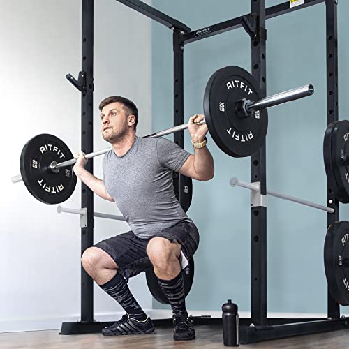RitFit PPC01 Power Cage, 1000LB Capacity Power Rack Full Home Gym for Weightlifting, Come with J-Cups, Plate Holders and Other Attachments (Basic Version)-Black