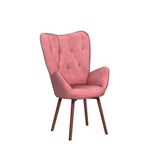 Fangflower Rose Velvet Accent Chair, Modern Button-Tufted Wingback Vanity Seat with Arms, Upholstered High-Back, Sturdy Wooden Legs for Bedroom, Lounge, Living Room