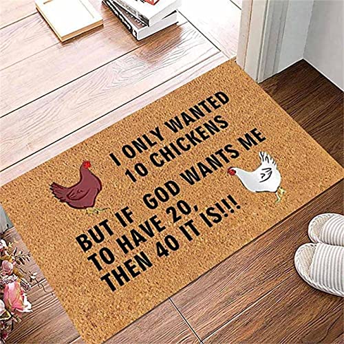 BEFOKA Funny Chicken Pattern Welcome Doormat, Funny Cute Farm Door Mat Rug Housewarming Gift Indoor Outdoor Home Decor (A)