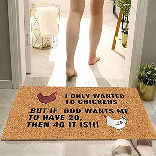 BEFOKA Funny Chicken Pattern Welcome Doormat, Funny Cute Farm Door Mat Rug Housewarming Gift Indoor Outdoor Home Decor (A)