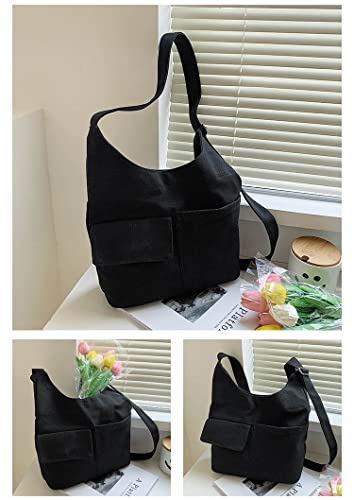 Crossbody Bags for Women Canvas Tote Bag Large Hobo Bag with Multiple Pockets Handbags Adjustable Messenger Shoulder Bag