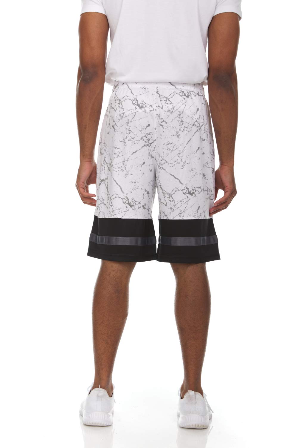 Spalding Mens Max Performance Basketball Short with 10" Inseam, White/Black, S
