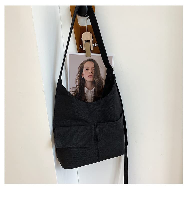 Crossbody Bags for Women Canvas Tote Bag Large Hobo Bag with Multiple Pockets Handbags Adjustable Messenger Shoulder Bag
