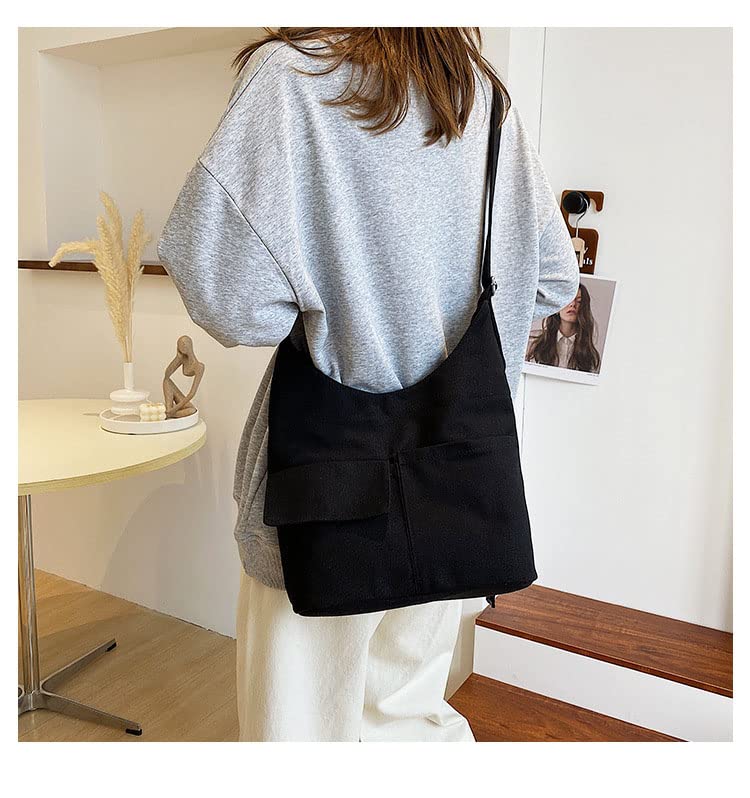 Crossbody Bags for Women Canvas Tote Bag Large Hobo Bag with Multiple Pockets Handbags Adjustable Messenger Shoulder Bag