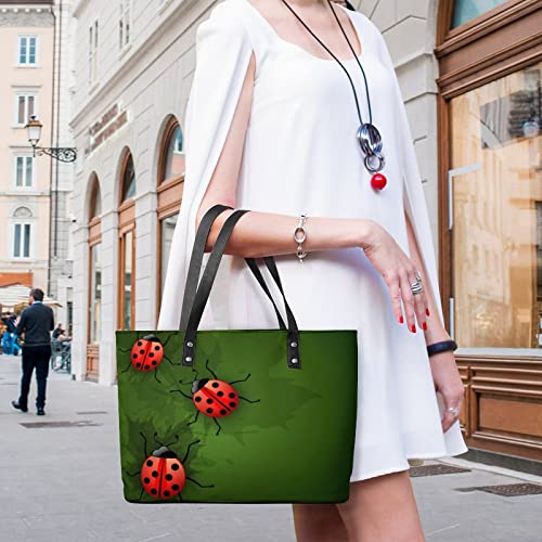 Womens Handbag Ladybug Leather Tote Bag Top Handle Satchel Bags For Lady
