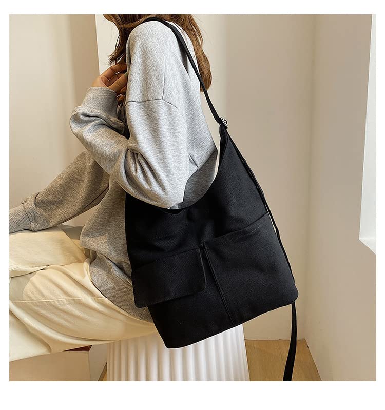 Crossbody Bags for Women Canvas Tote Bag Large Hobo Bag with Multiple Pockets Handbags Adjustable Messenger Shoulder Bag