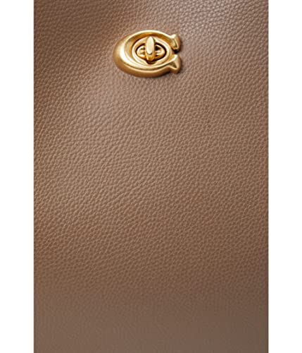 COACH Color-Block Leather with Coated Canvas Signature Interior Willow Tote Dark Stone One Size
