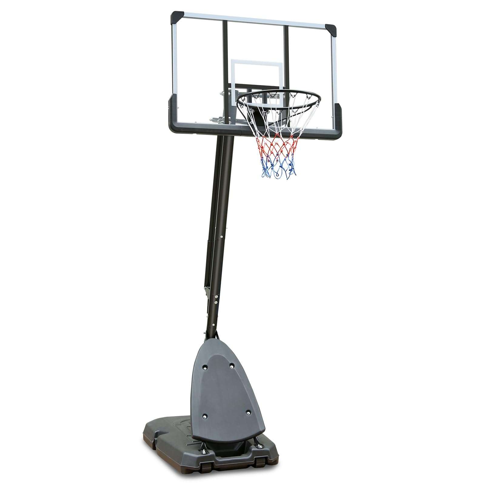 Portable Basketball Hoop Height Adjustable 7.4-10ft Indoor Outdoor Basketball Goal System with 44In Shatterproof Backboard and 18In Rim for Kids/Adults