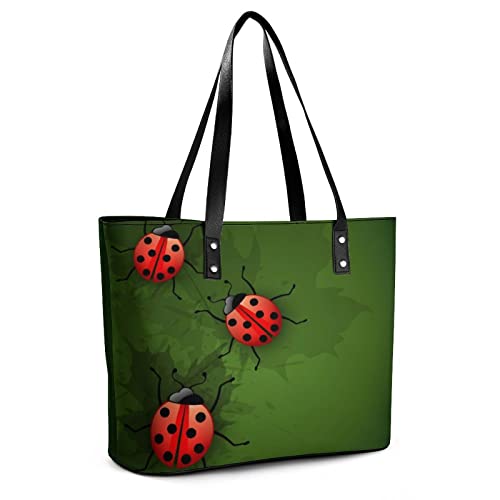 Womens Handbag Ladybug Leather Tote Bag Top Handle Satchel Bags For Lady