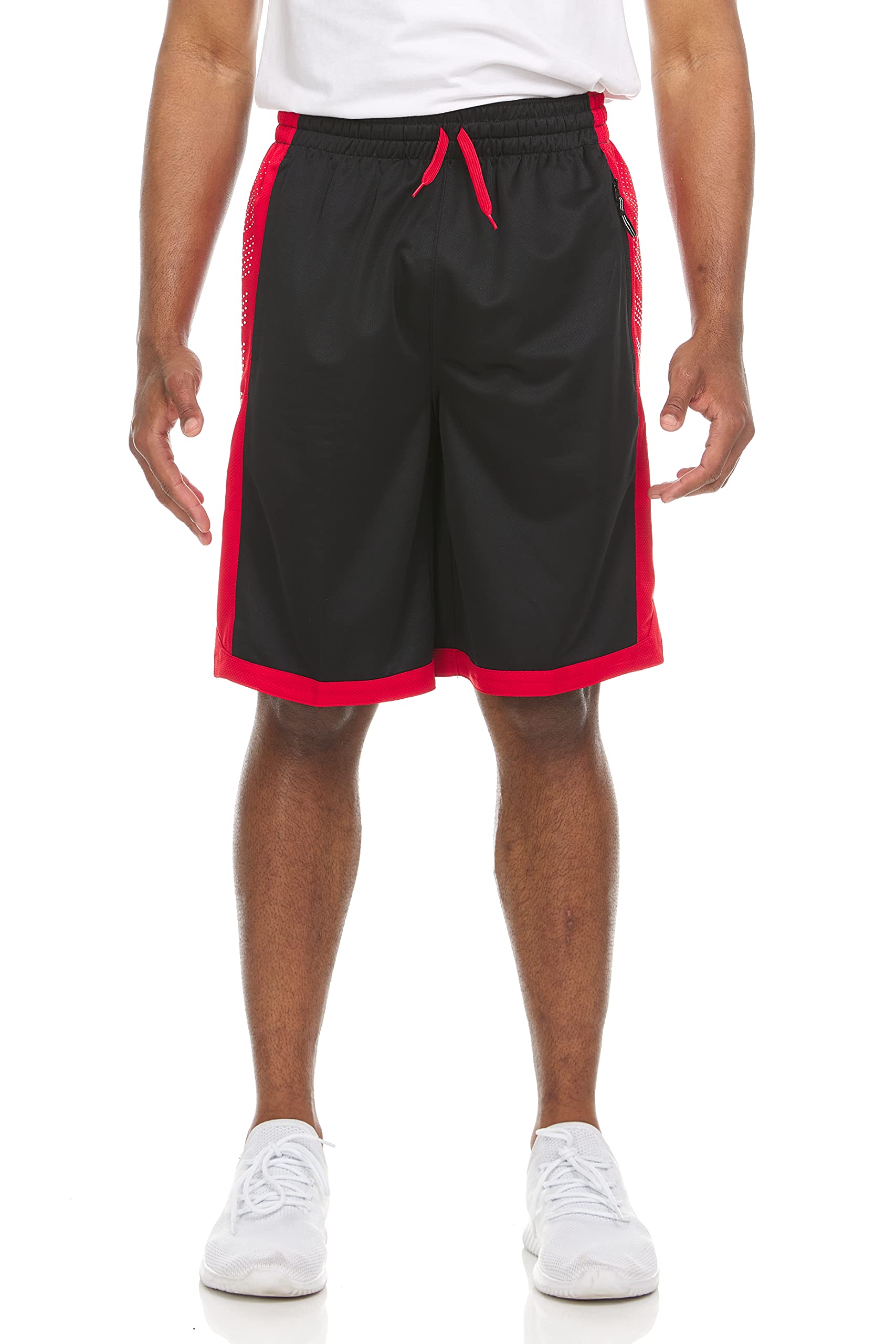 Spalding Mens Guard Performance Basketball Short, Black/Red, M