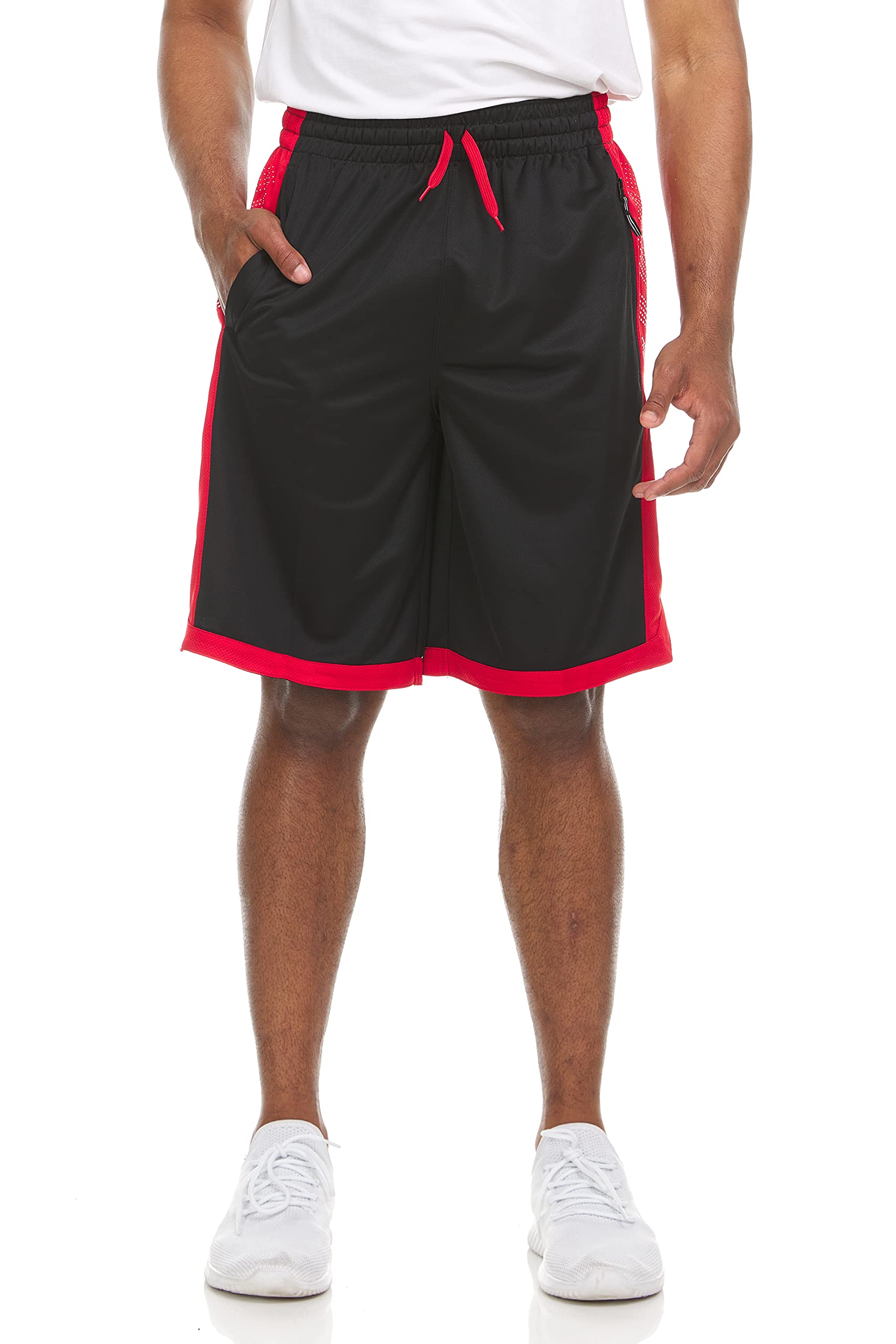 Spalding Mens Guard Performance Basketball Short, Black/Red, M