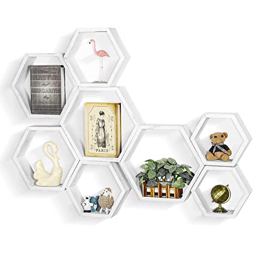 Overstock Wall Mounted Hexagon Floating Shelves Black - 8 PCS