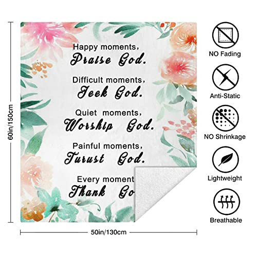Healing Blanket, Positive Inspirational Thoughts Sherpa Blanket with Scripture Bible Verse Soft Throw Blanket -Christian Gifts for Women 50x60 Inch