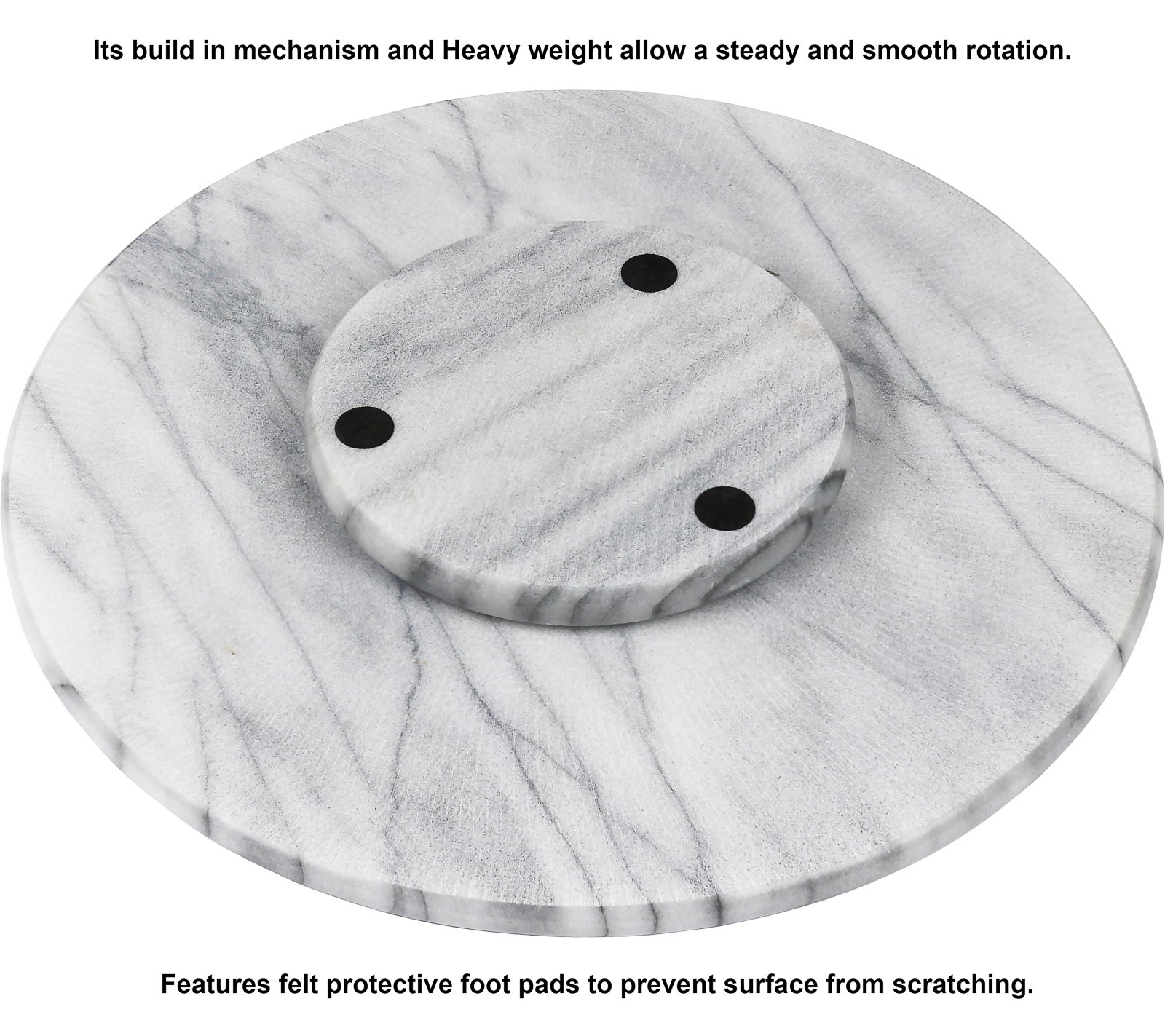 Greenco White Marble Lazy Susan Round Turntable, Handcrafted, 12”.