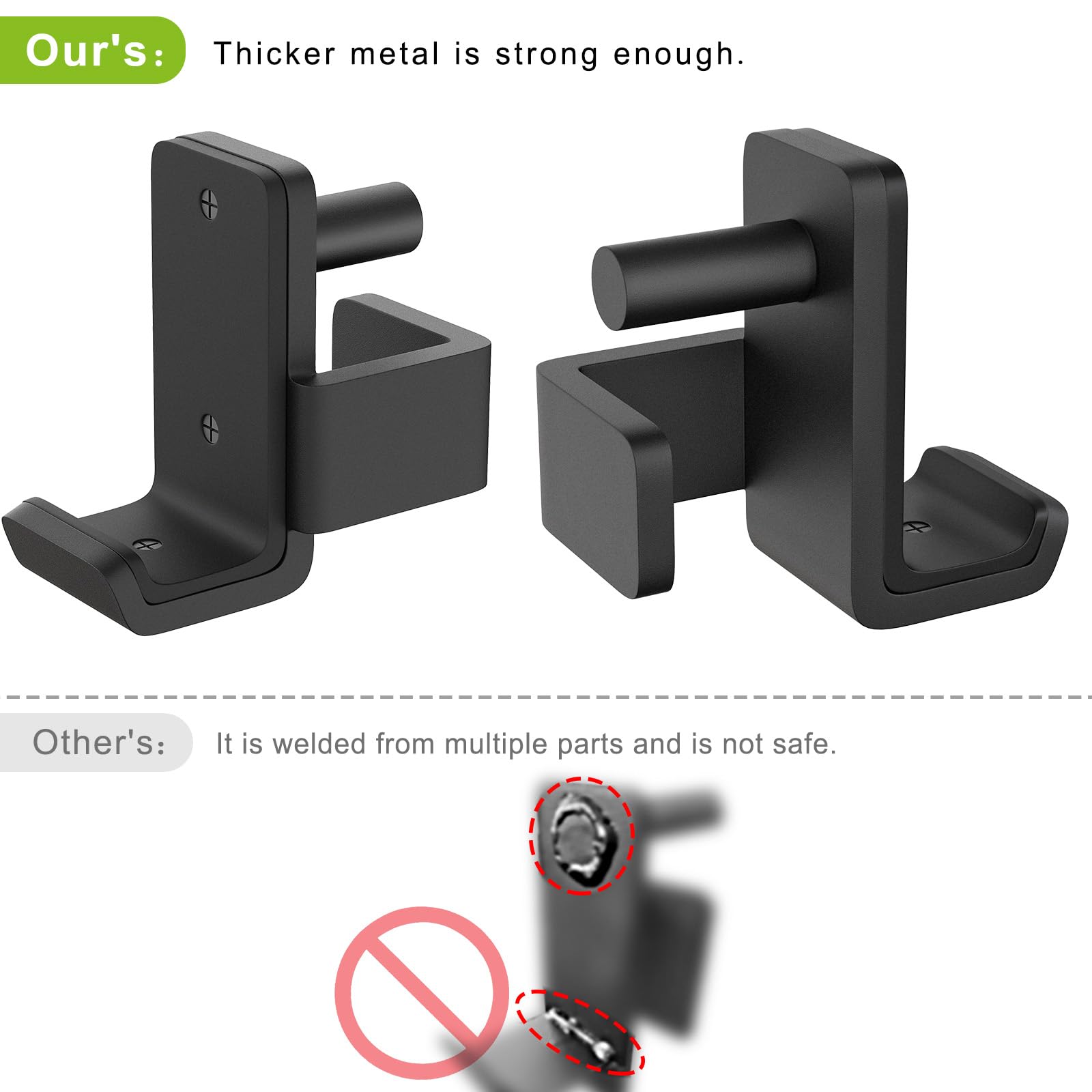 Kipika J-Hooks - Heavy Duty Steel Hooks for 2" x 2" Square Tube Power Cages with 1ββ Hole - Set of 2