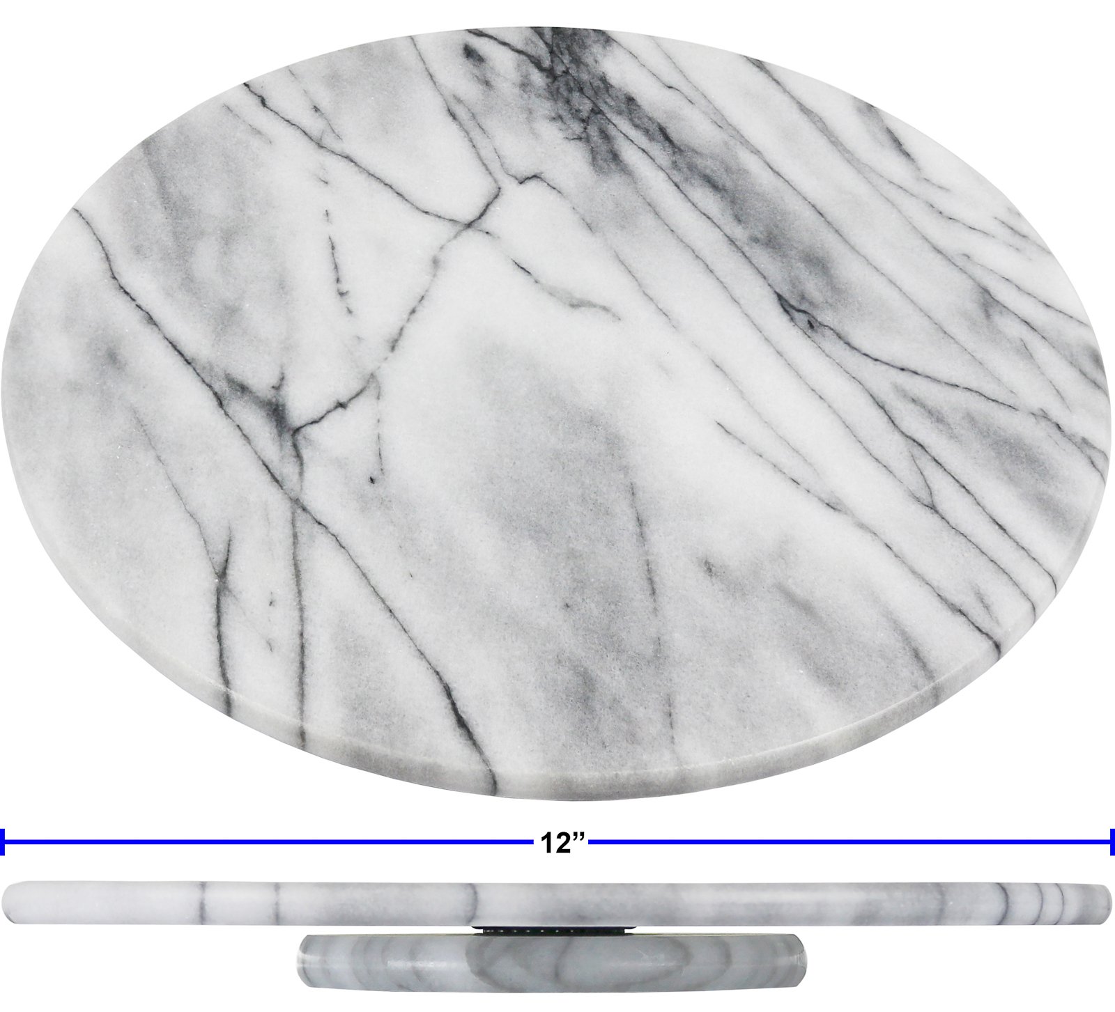 Greenco White Marble Lazy Susan Round Turntable, Handcrafted, 12”.