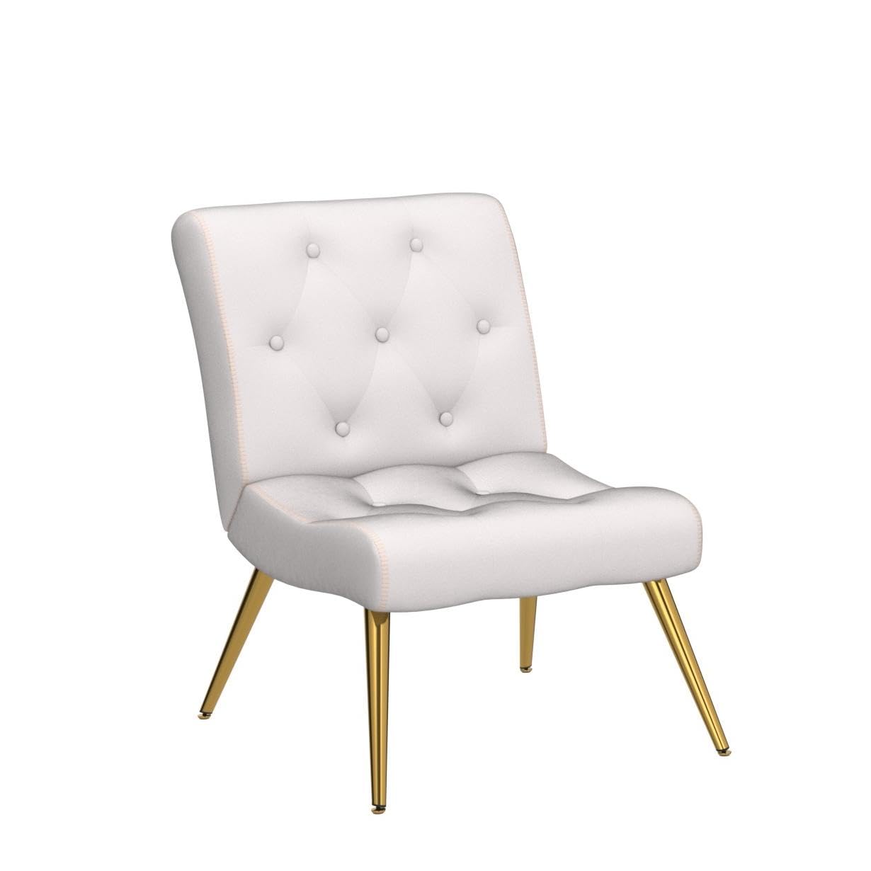 ALISH Modern Accent Chairs, Upholstered Living Room Chairs Armless Accent Chairs Lounge Chairs for Living Room Bedroom with Metal Legs Beige
