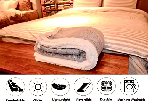 Brilliant JJJJ Sherpa Fleece Throw Blanket for Couch – Grey Fuzzy Warm Soft Blankets and Throws for Sofa, 39x60 Inches