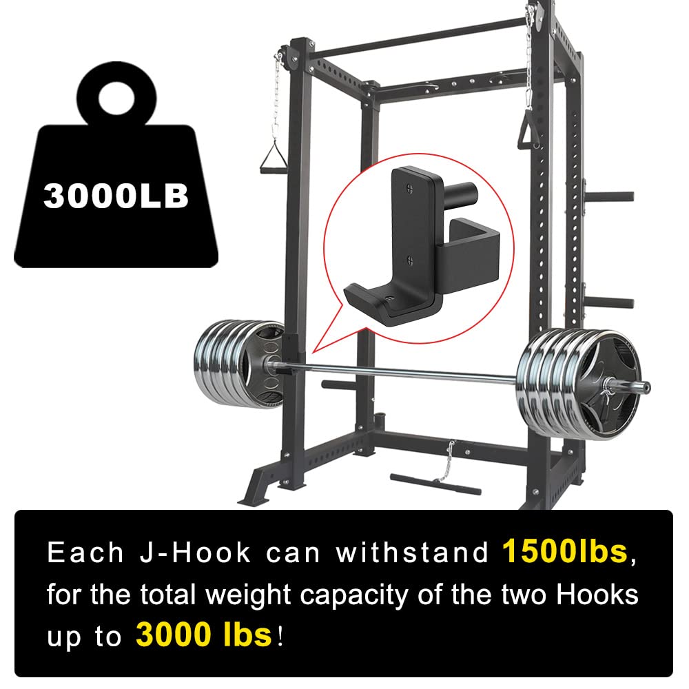 Kipika J-Hooks - Heavy Duty Steel Hooks for 2" x 2" Square Tube Power Cages with 1ββ Hole - Set of 2