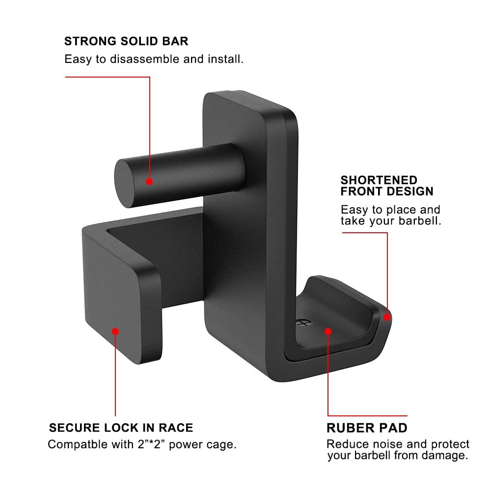 Kipika J-Hooks - Heavy Duty Steel Hooks for 2" x 2" Square Tube Power Cages with 1ββ Hole - Set of 2