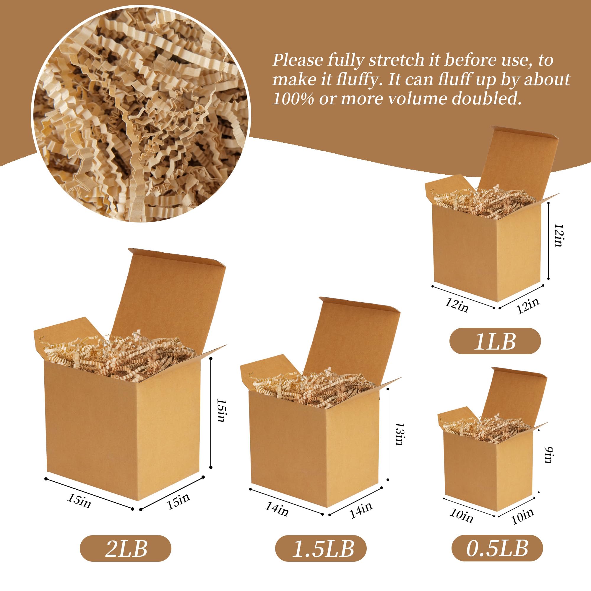 TCAIRG Crinkle Cut Paper Shred Filler (1/2 LB) for Gift Wrapping and Basket Filling - Kraft Shredded Paper for Gift Box, Box Confetti Shredded, Box Stuffing
