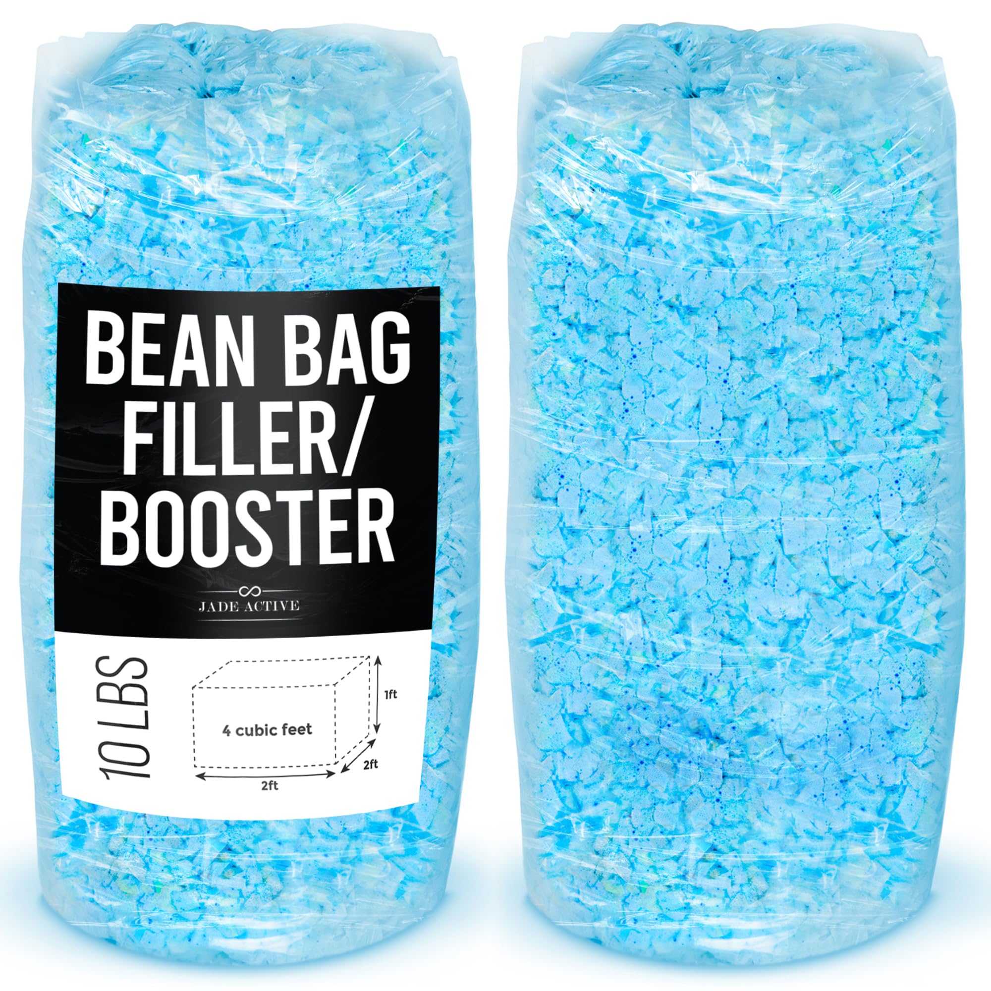 Jade Active Bean Bag Filler, 10 LBS Premium Bean Bag Booster Shredded Memory Foam, Soft Foam Stuffing for Dog Bed or Couch Cushion, Bean Bag Filling Even for Artwork