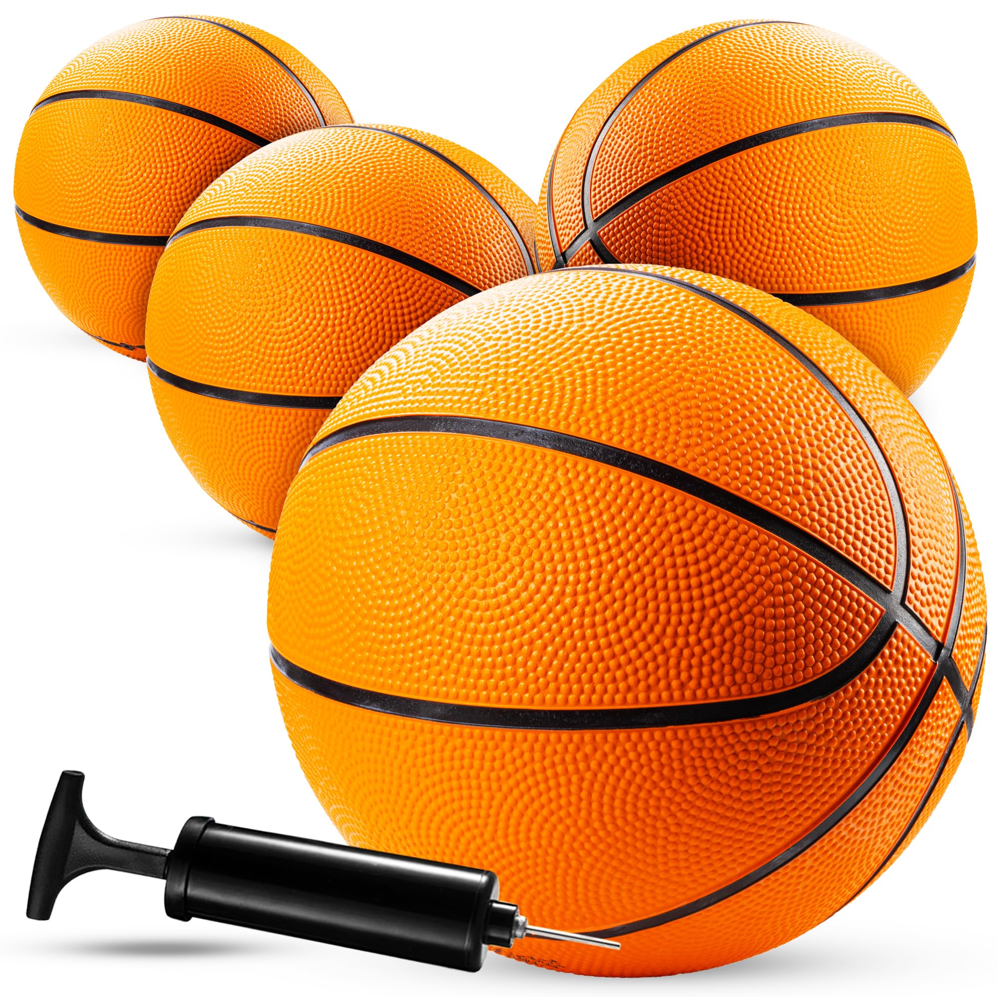 Bedwina Mini Basketball - 7 Inch, Size 3 (Pack of 4) - Mini Hoop Outdoor Set & Indoor for Small Basketball Hoops & Pool Parties - Kids Sports Party Favors