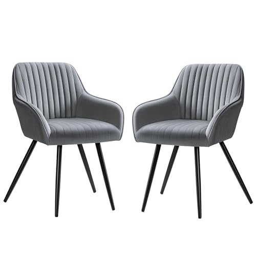 YESHOMY Accent Chair for Living Room Set of 2 Upholstered with Strong Metal Frame, Armrest for Bedroom, Dorm, Light Gray