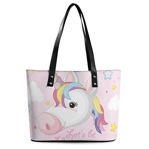 Womens Handbag Unicorn Leather Tote Bag Top Handle Satchel Bags For Lady