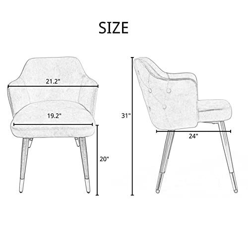 Freemax Velvet Dining Chair with Metal Legs, Upholstered Fabric Accent Armchair Button Tufted Modern Leisure Side Chairs for Living Room, Bedroom Office Desk Seat Makeup Vanity Stool (Coral)
