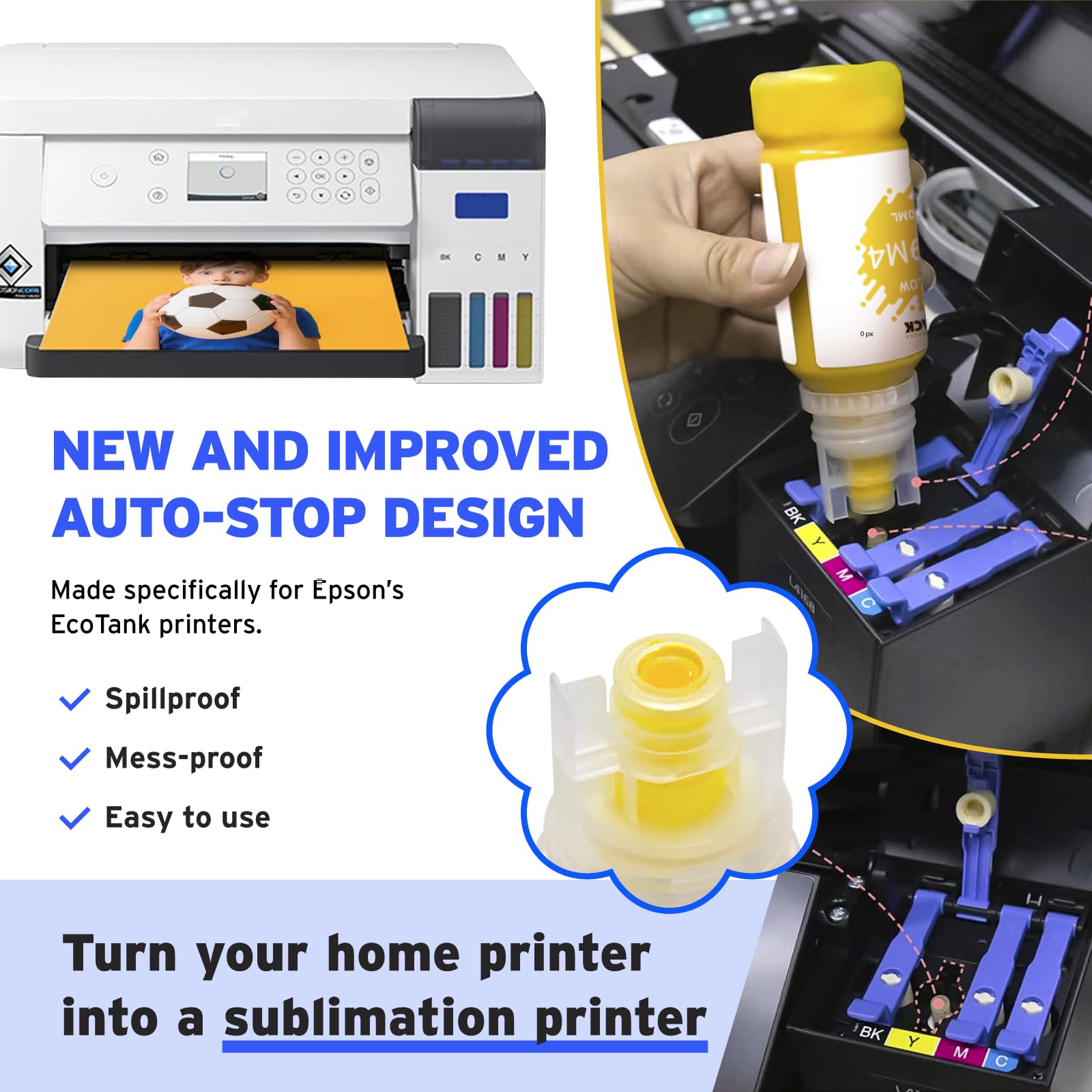 Printers Jack Sublimation Ink Four Pack 400 ML Ultra Vivid for Epson C88 C88+ WF7710 ET2720 Inkjet Printers Heat Press Transfer on Mugs, Polyester Shirts etc