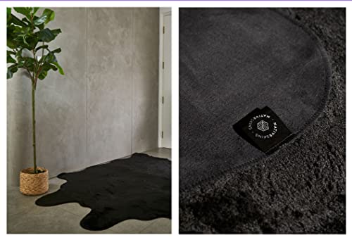 NativeSkins Faux Cowhide Rug Large (4.6ft x 6.6ft) - Black Midnight Cow Print Area Rug with No-Slip Backing