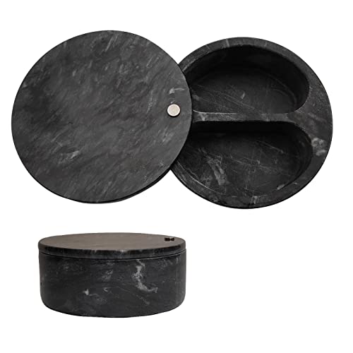 Ritadeshop Salt and Pepper Bowl/Dual Compartment Cellar with Swivel Top for Salt, Spice and Herbs Storage