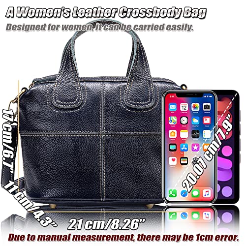 Top Grain Leather Hand Bag for Women, Classic Small Crossbody Shoulder Bag Purse, Ladies Small Tote Bags with Removable Strap