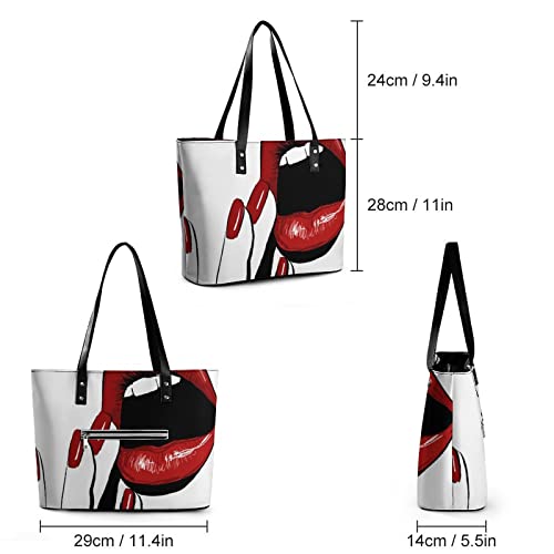 Womens Handbag Lips Leather Tote Bag Top Handle Satchel Bags For Lady
