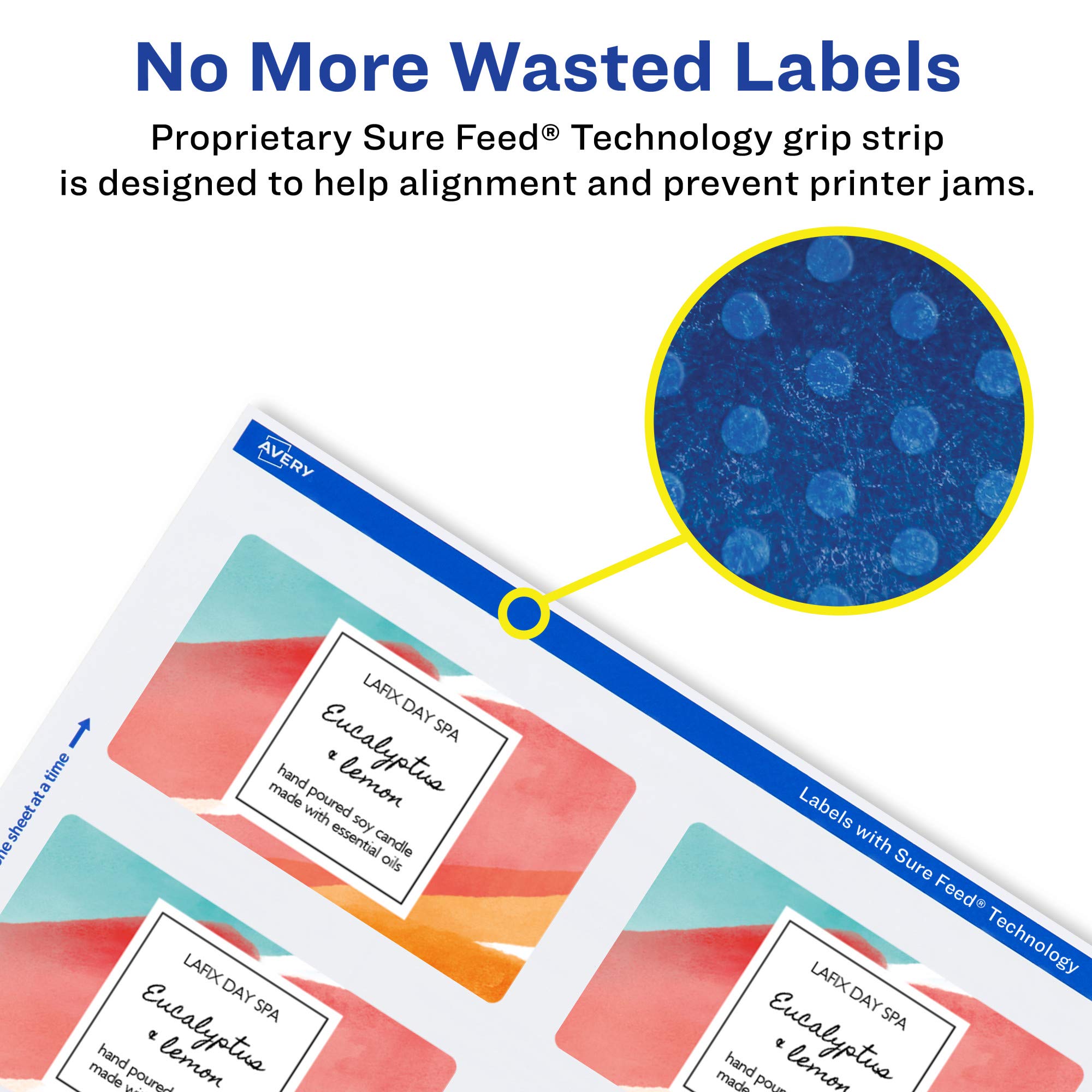 Avery Matte White Rectangle Labels with Sure Feed, 2" x 3", 200 Matte White Printable Labels