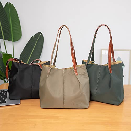 Women's Tote Bag - Trendy Oxford Canvas The Tote Bag Large for Work,Travel,Shopping (Blackish green)