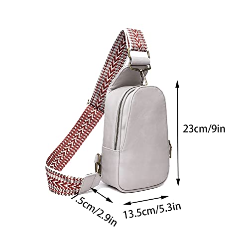 Women Chest Bag Sling Bag Crossbody Leather Backpack Ladies Shopping Trip Fashion Fabric Shoulder Straps Multiple Pockets